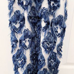 Calvin Luo | Dresses | Nwt Calvin Luo White And Blue Fringe Slip Midi ...